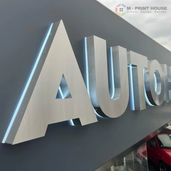 3D Aluminium Signage – Front & Back Illuminated UAE | M Print House