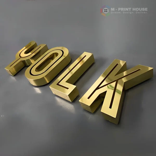 3D Gold-Plated Signage UAE | M Print House