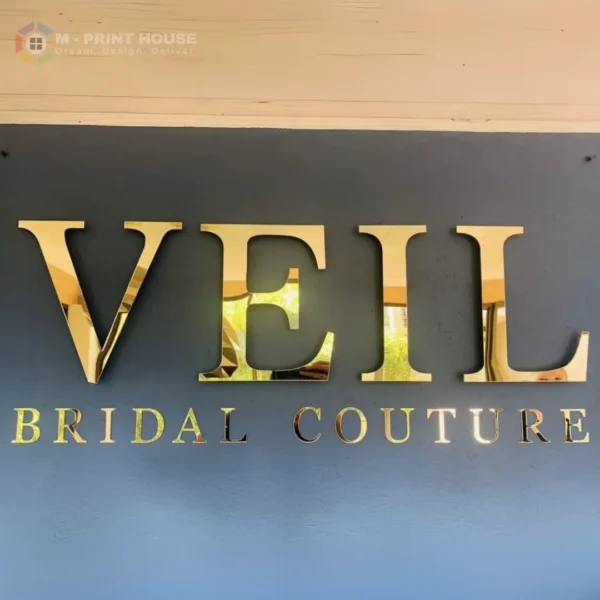 3D Gold-Plated Signage UAE | M Print House