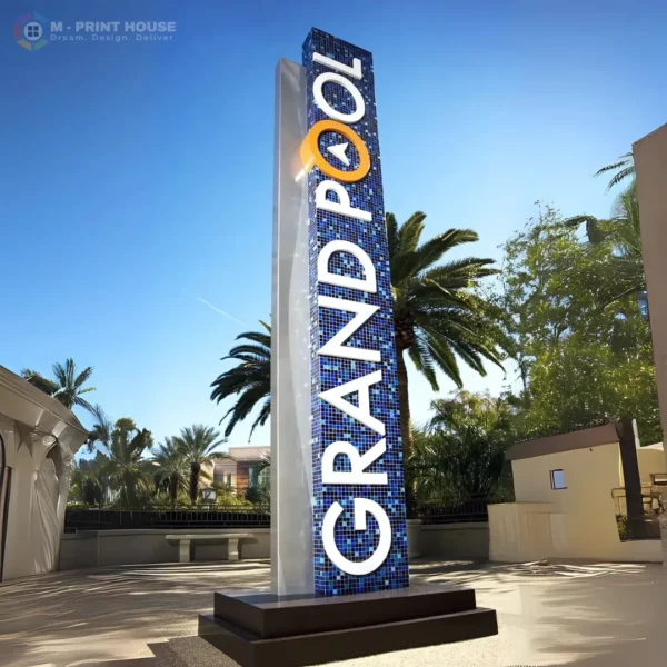 Pylon / Unipole Signage – Signboard UAE | M Print House