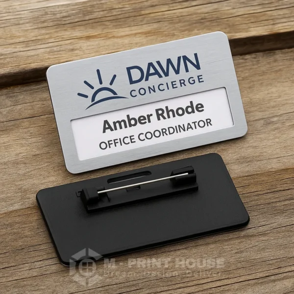 Window Name Badges Dubai | Plastic & Metal Staff Tags UAE | M Print House